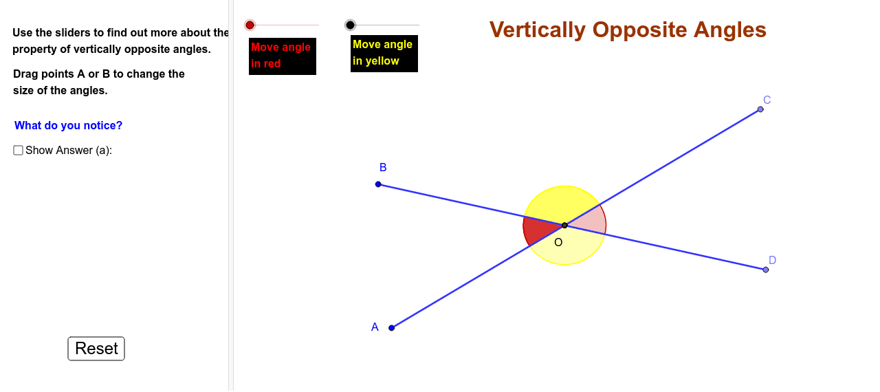 Vertically Opposite Angles Geogebra Exterior Angles Lab In GeoGebra